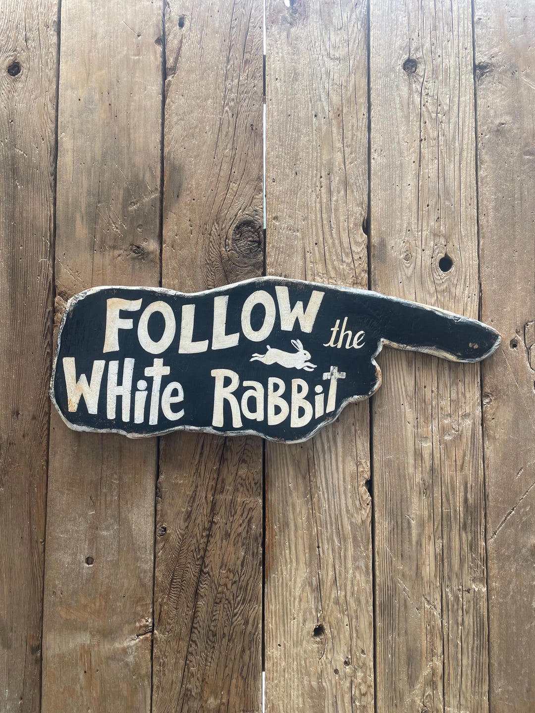 Follow the White Rabbit Sign | Hand Painted Alice in Wonderland Wall ...