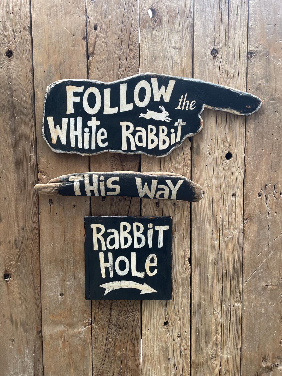 Follow the White Rabbit Sign Set | Alice in Wonderland Gift | Whimsical ...