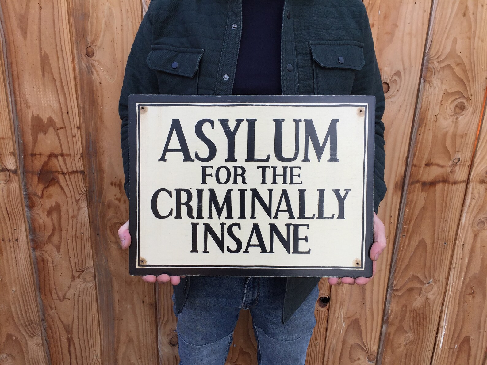 Insane Asylum Sign Handmade Screen Printed Sign Arkham - Etsy UK