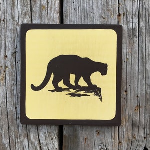 Cougar Icon Sign | Handmade Screen Printed Sign | National Park Symbol ...