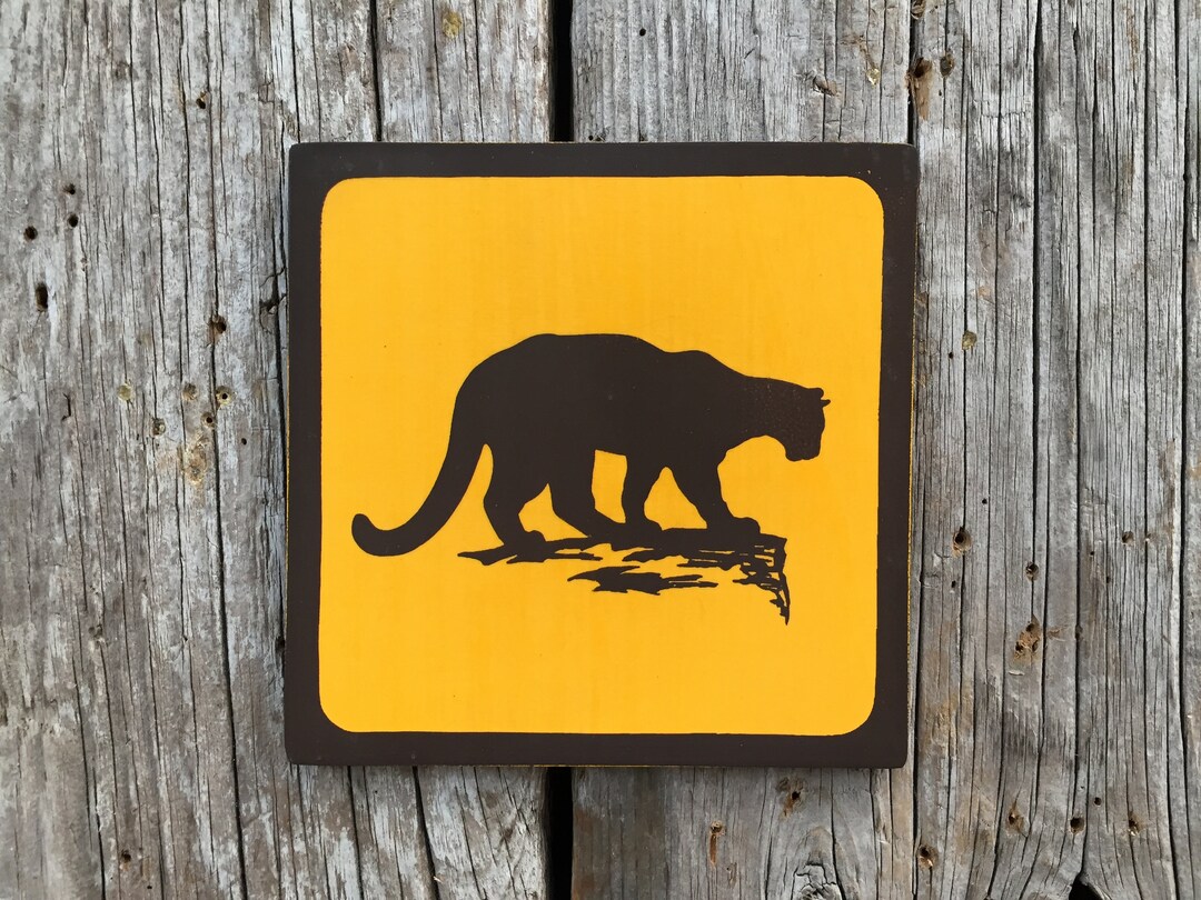 Cougar Icon Sign | Handmade Screen Printed Sign | National Park Symbol ...