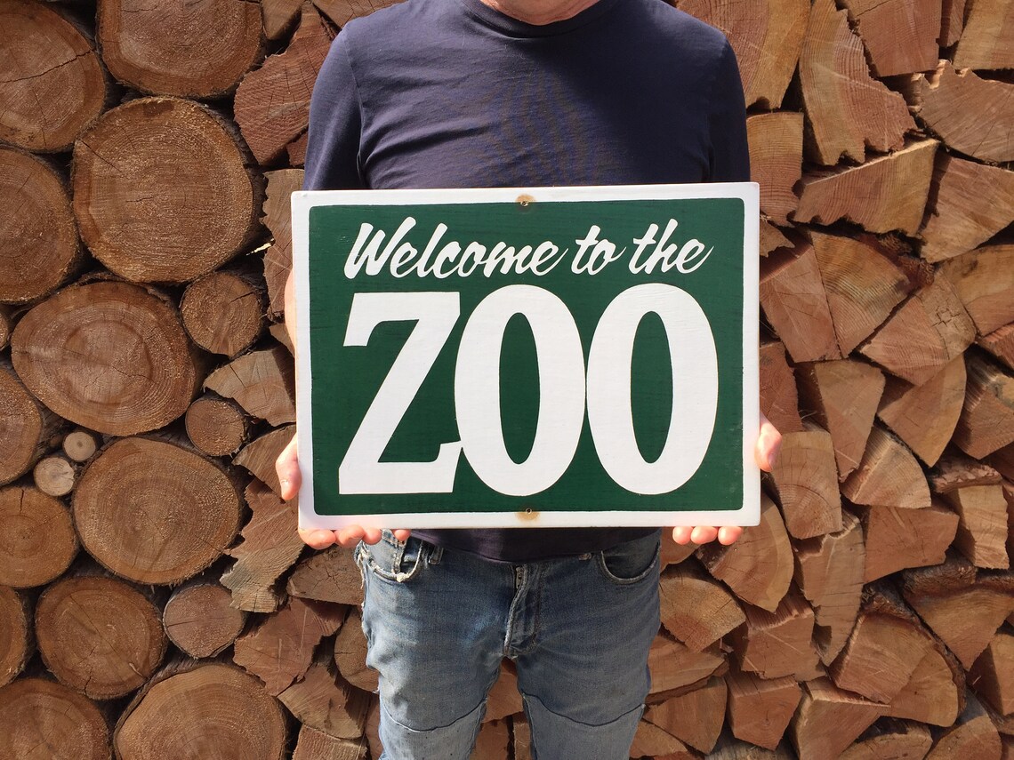 Zoo Welcome Sign | Handmade Screen Printed Sign | Funny Zoo Sign ...