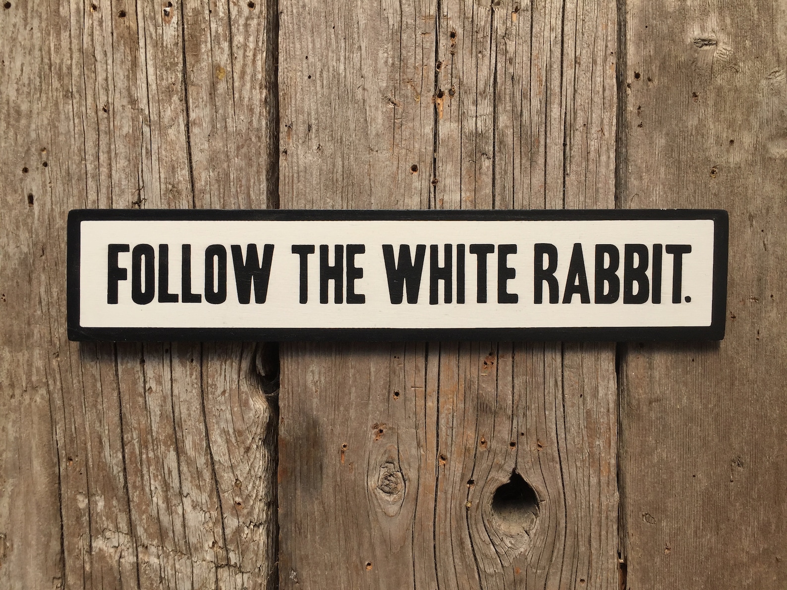 White Rabbit Sign Handmade Screen Printed Sign Alice in - Etsy