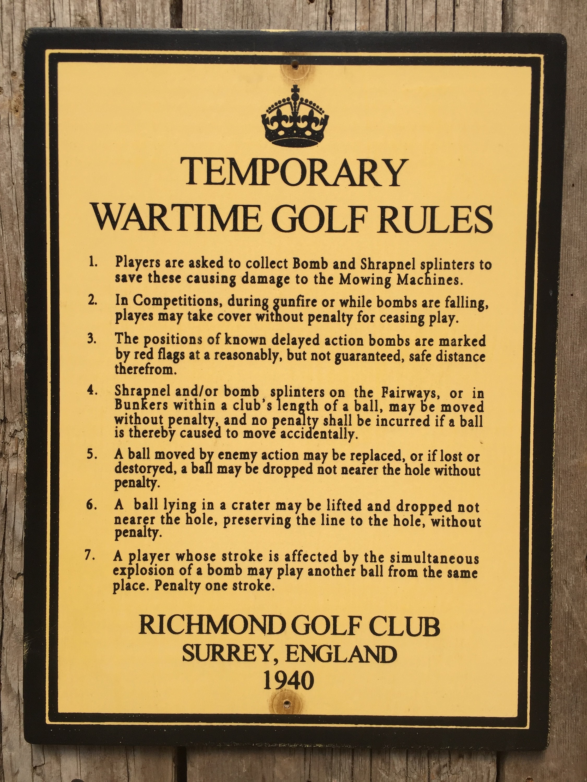 WWII Temporary Wartime Golf Rules Sign Handmade Etsy wwii-temporary-wartime-golf-rules-sign-handmade-etsy