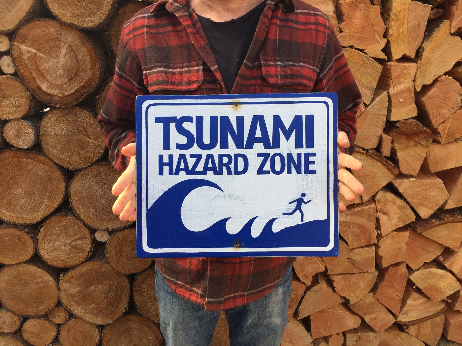 Tsunami Warning Sign Handmade Screen Printed Sign Vintage - Etsy India