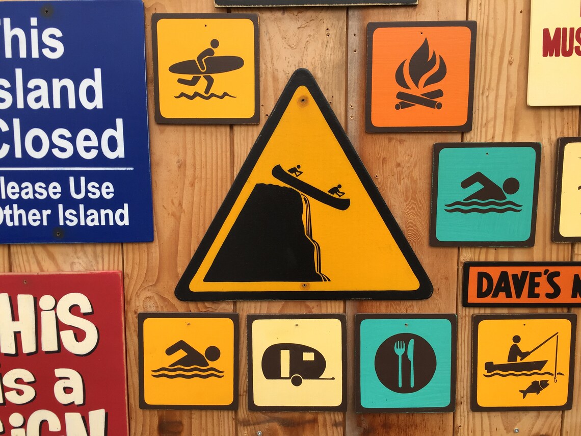 Canoeing Waterfall Sign Handmade Screen Printed Sign River - Etsy