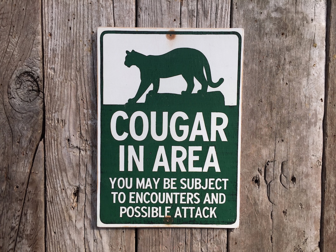 Cougar Warning Sign | Handmade Screen Printed Sign | Campground Sign ...