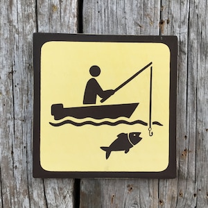 Fishing Boat Icon Sign | Handmade Screen Printed Sign | National Park ...