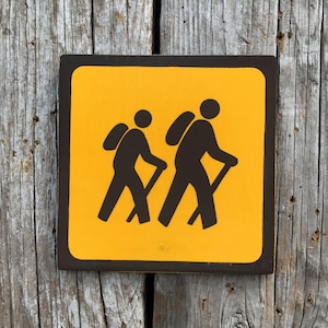 Hiking Icon Sign | Handmade Screen Printed Sign | National Park Symbol ...