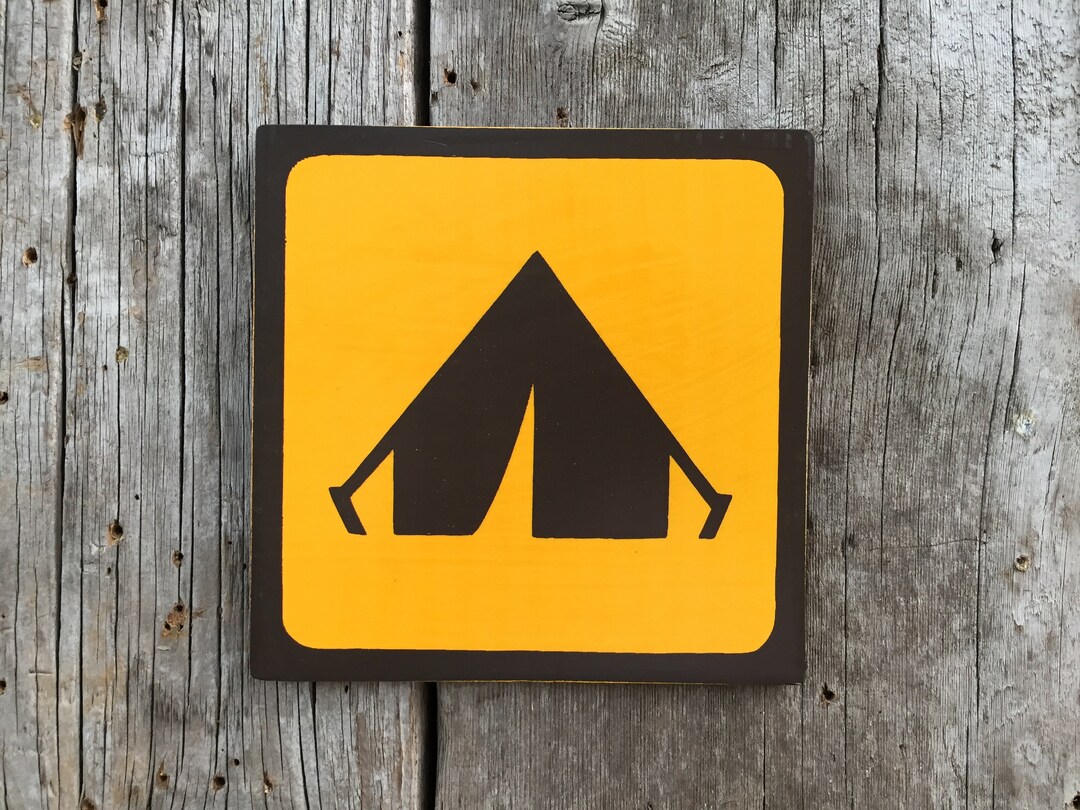 Tent Icon Sign | Handmade Screen Printed Sign | National Park Symbol ...