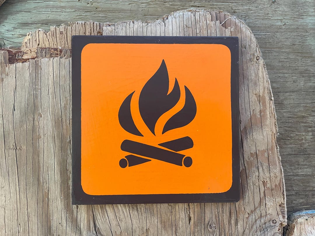 FIRE PIT Pictogram/symbol/icon Sign| Handmade | National Park Style ...