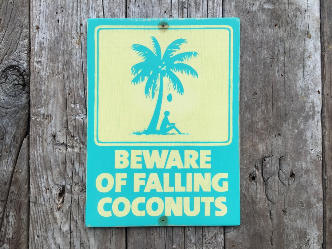Falling Coconuts Sign | Handmade Screen Printed Sign | Beach Sign ...
