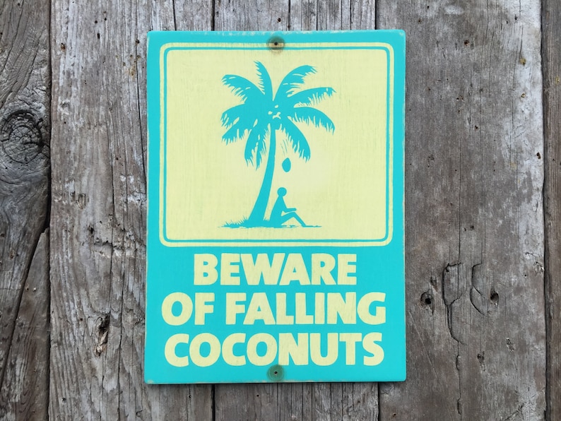 Falling Coconuts Sign Handmade Screen Printed Sign Beach - Etsy