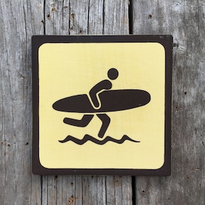 Surfing Icon Sign | Handmade Screen Printed Sign | National Park Symbol ...