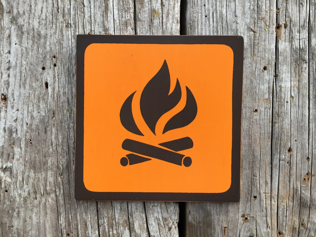 Campfire Icon Sign | Handmade Screen Printed Sign | National Park ...