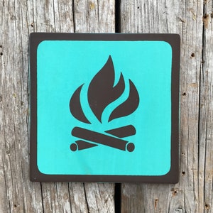Campfire Icon Sign | Handmade Screen Printed Sign | National Park ...