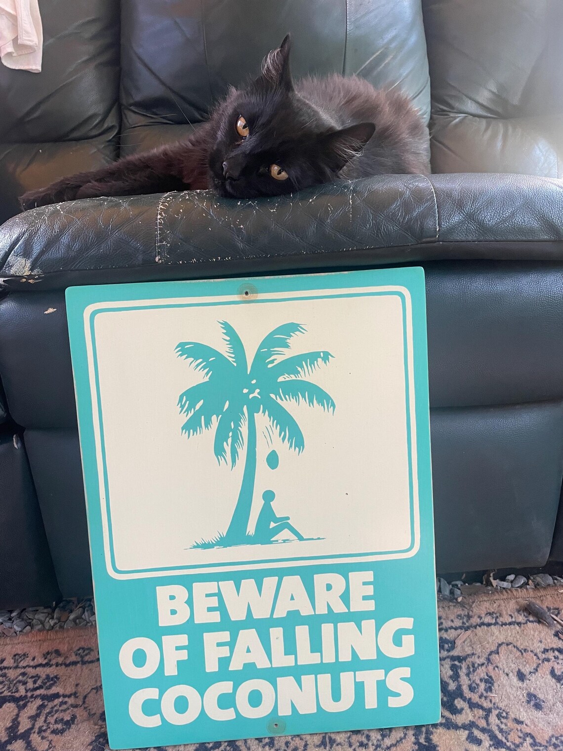Falling Coconuts Sign | Handmade Screen Printed Sign | Beach Sign ...