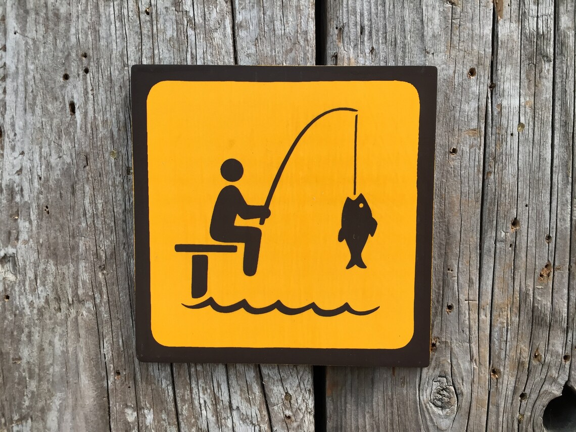 Fishing Icon Sign Handmade Screen Printed Sign National | Etsy