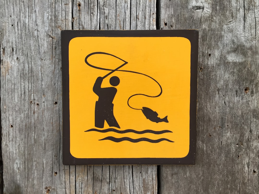 Fly Fishing Icon Sign | Handmade Screen Printed Sign | National Park ...