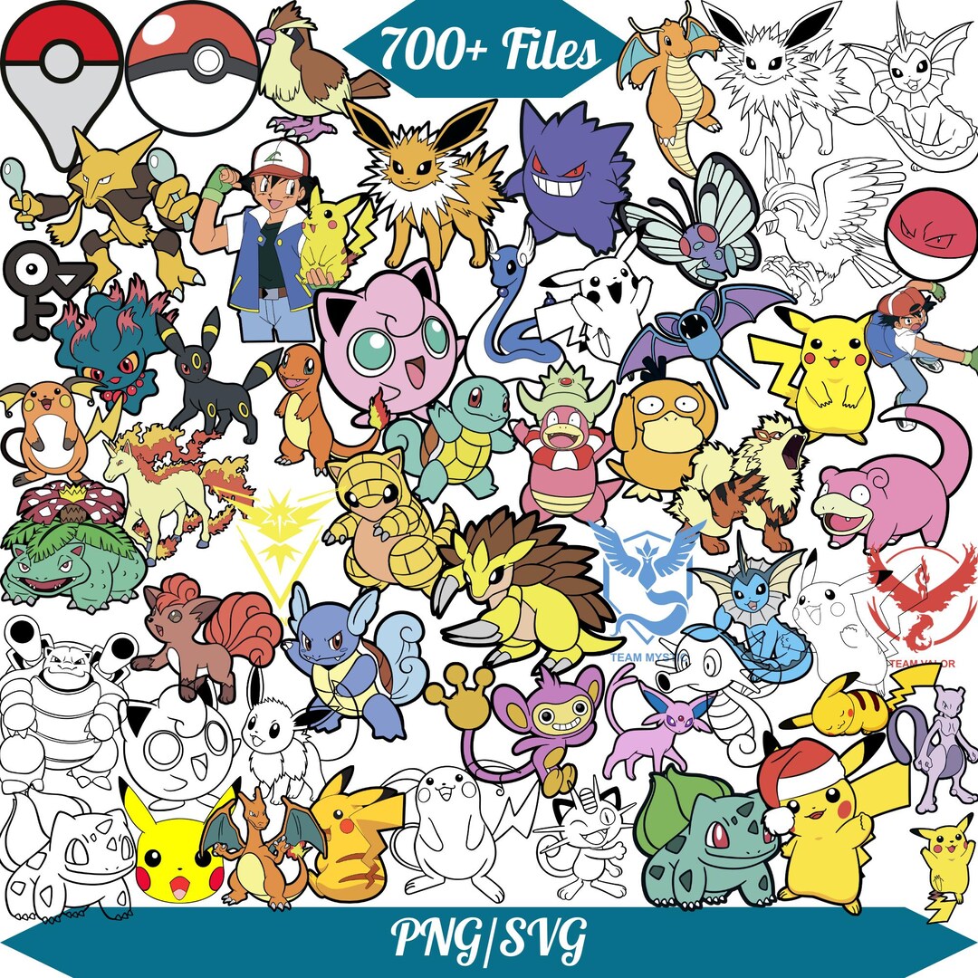 Pokemon SVG Bundle, Pokemon Font Svg, Pikachu Svg Files for Cricut and ...