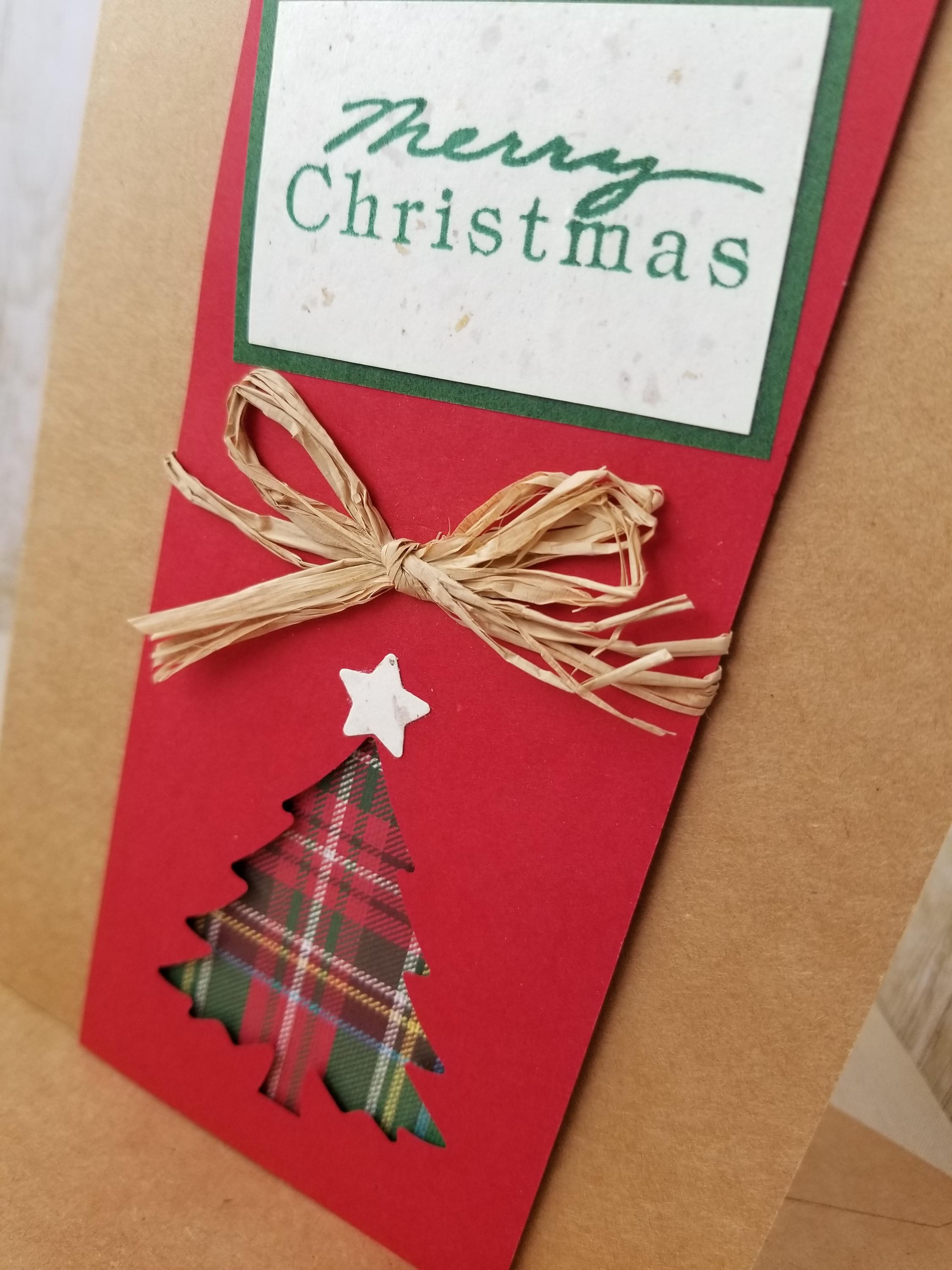 Rustic Red & Plaid Tree Christmas Card - Etsy