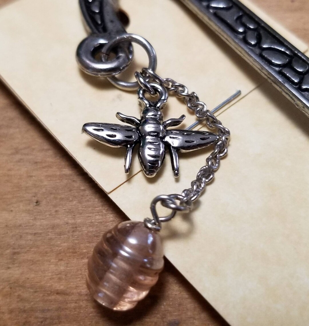 Pewter Bookmark With Bee and Glass Beehive Drop - Etsy