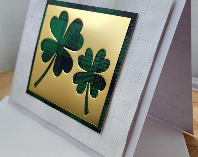 St. Patrick's Day Golden Shamrock Handmade Card - Etsy