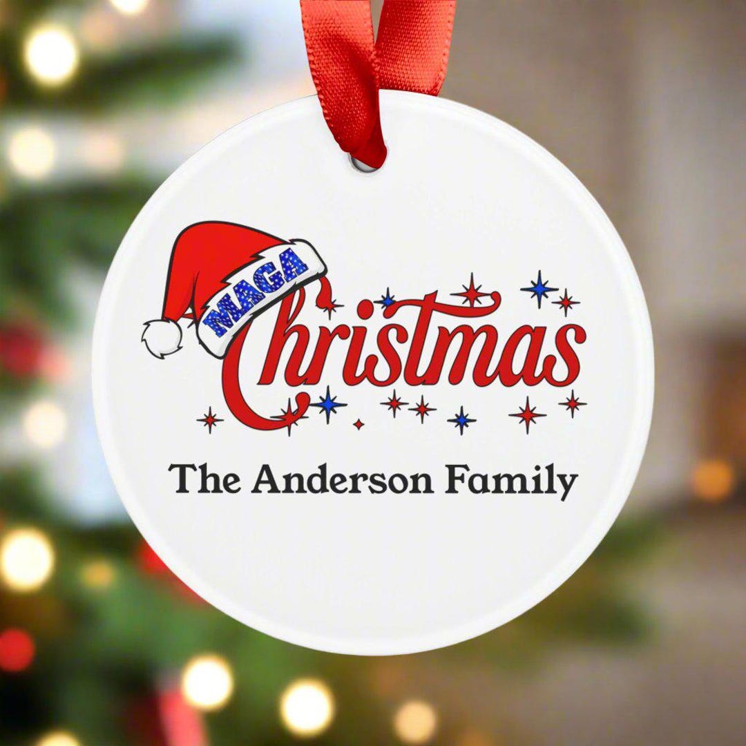 Personalized MAGA Christmas Logo Acrylic Ornament With Ribbon - Etsy