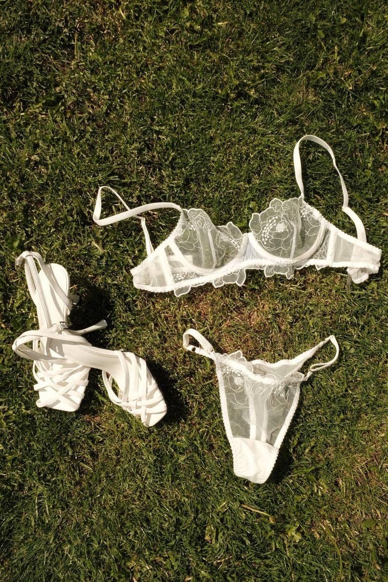 CONJUNTO ANEMONE. Conjunto de sujetador y braguita, conjunto de lencería de encaje, lencería ...