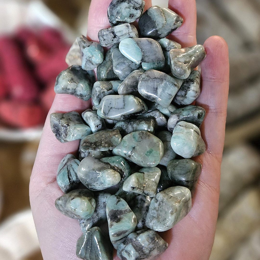 Emerald Tumbled Stone • One • Natural Crystal • Heart Chakra Healing ...