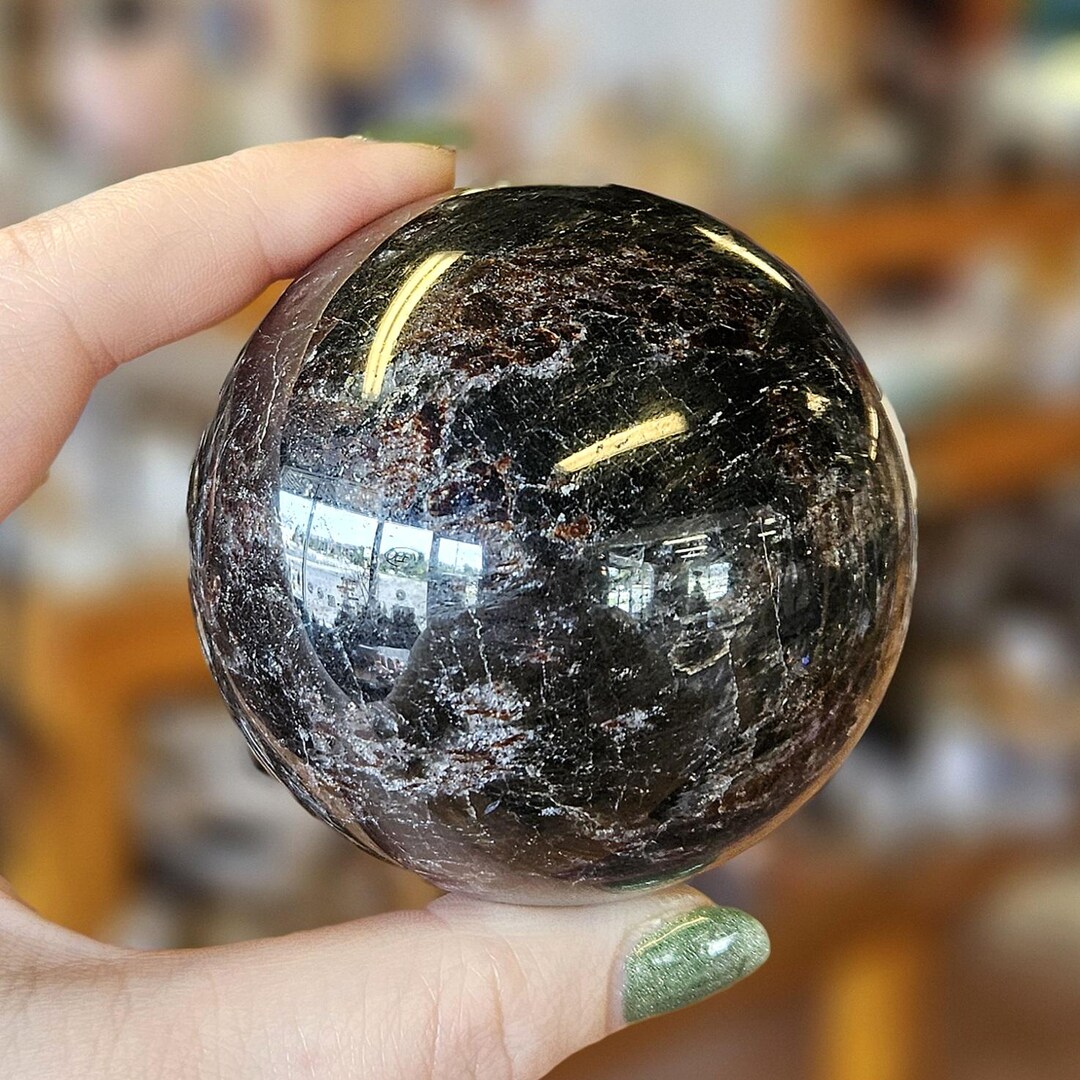 Astrophyllite With Garnet Sphere, Large, 1lb 3oz, Gemstone Decor - Etsy
