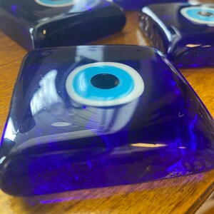 Glass Evil Eye Paperweight, Blue Evil Eye, Home Decor, Protection, - Etsy