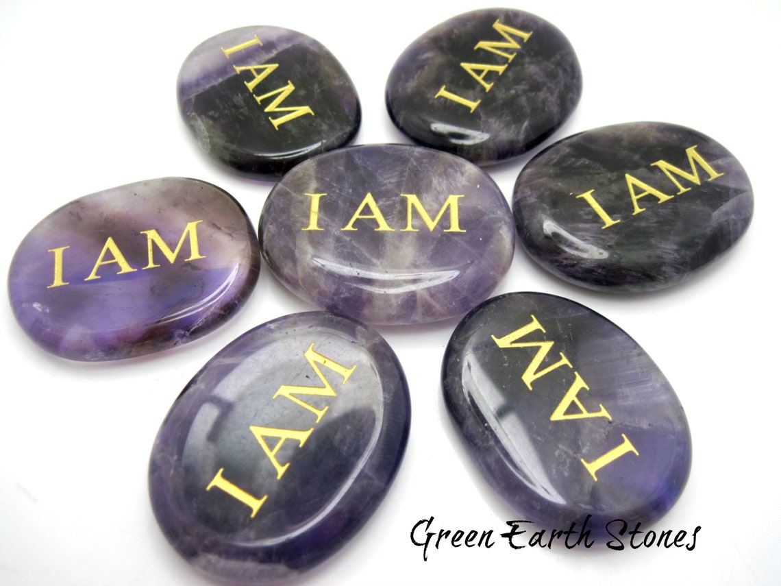 I AM Amethyst Pocket Stone Worry Stone Spirit Guides | Etsy