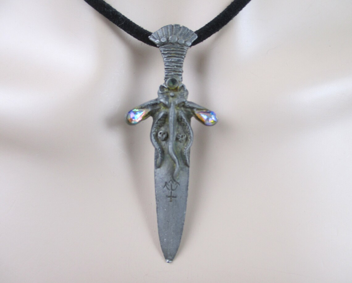 GALLO Pewter 1989 Dagger Pendant face Symbol Engraved | Etsy