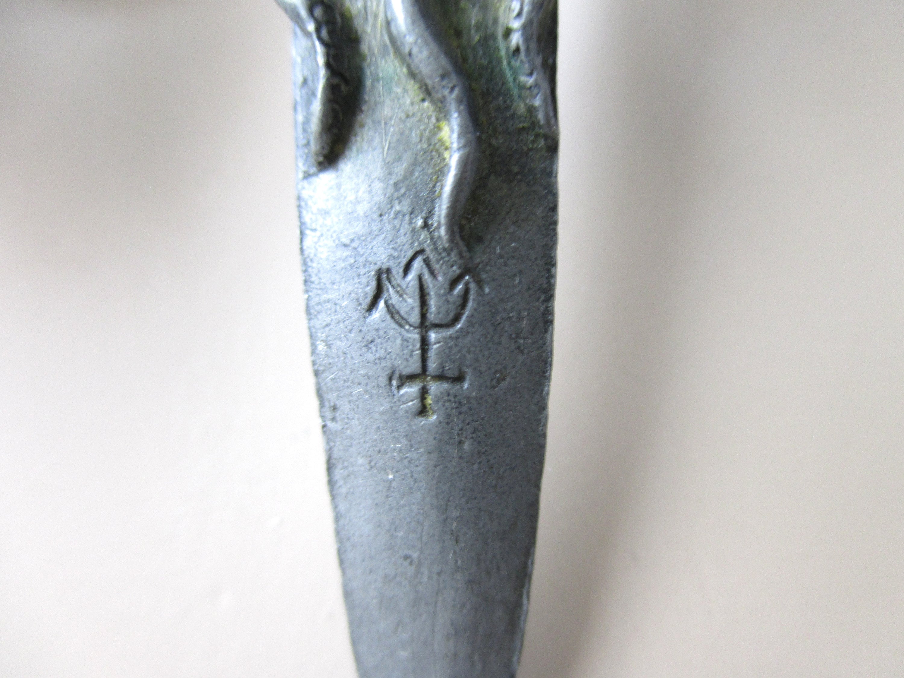 GALLO Pewter 1989 Dagger Pendant face Symbol Engraved rhinestone ...