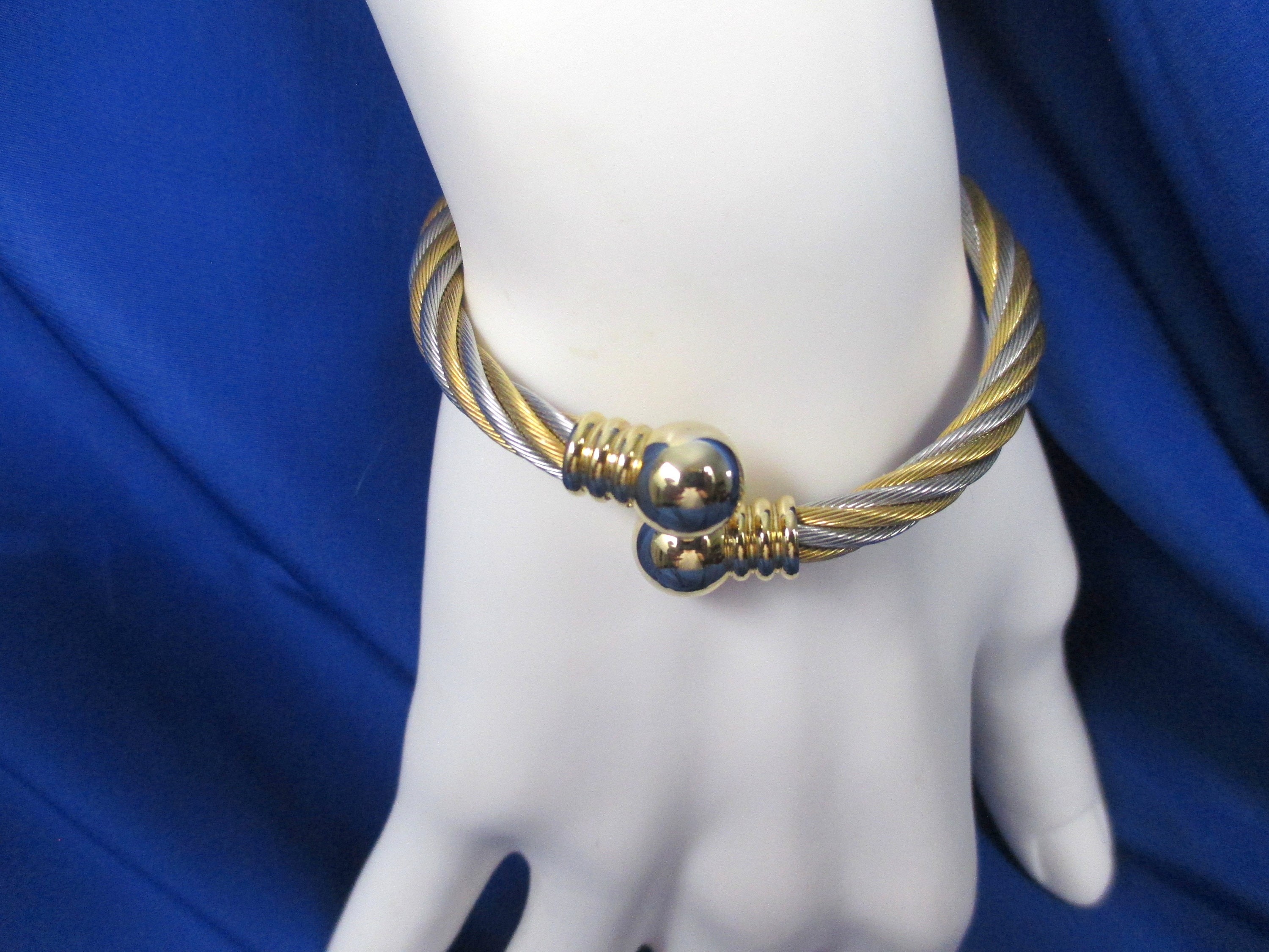 Gleaming By-pass Cuff Twist Gold & Silver Tone Bracelet gold Tone Ends ...