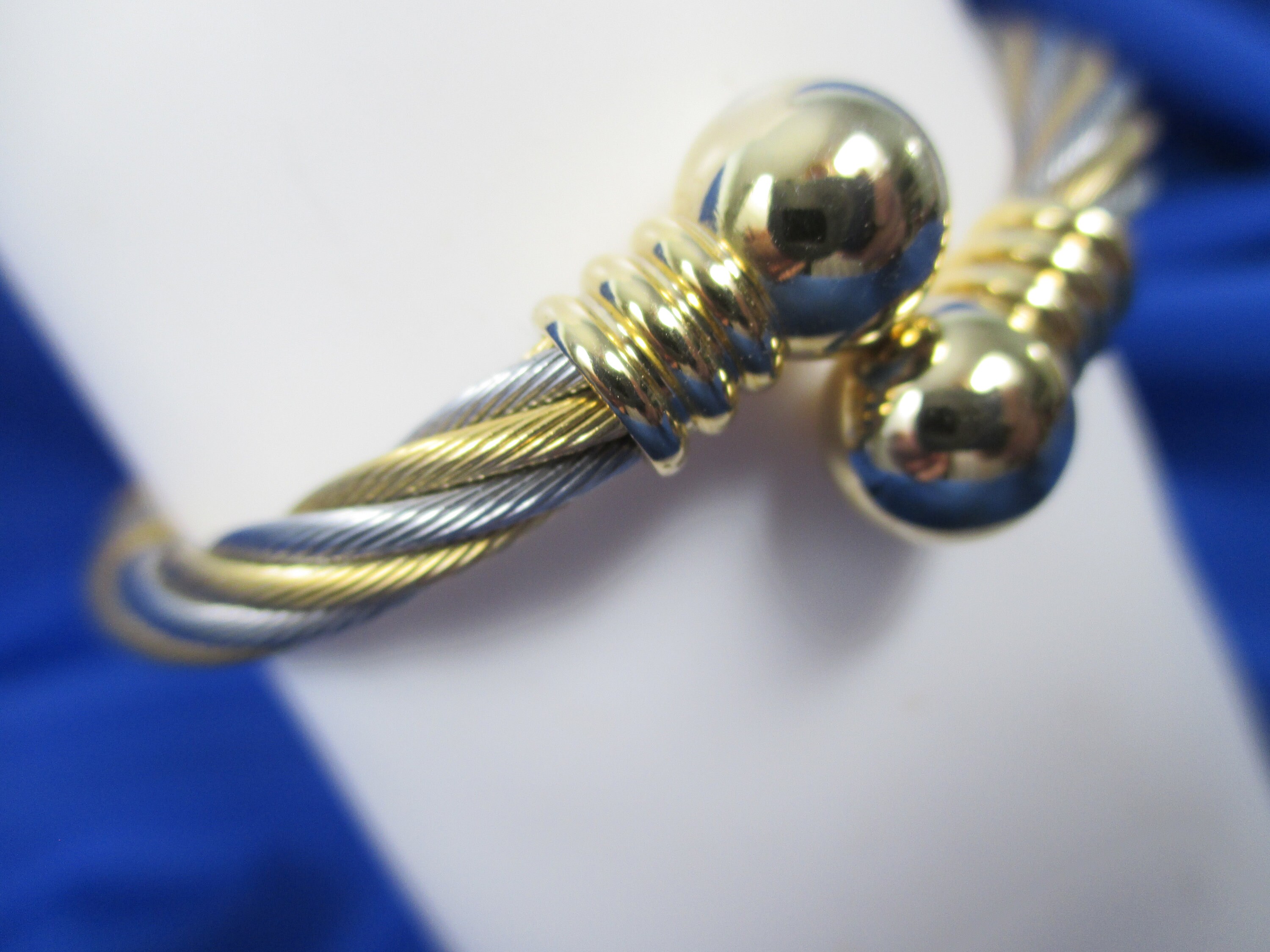 Gleaming By-pass Cuff Twist Gold & Silver Tone Bracelet gold Tone Ends ...