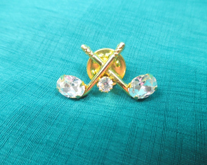 Golfer Gift golf Clubs Tie Tack Hat Pin Gold Tone Clear - Etsy