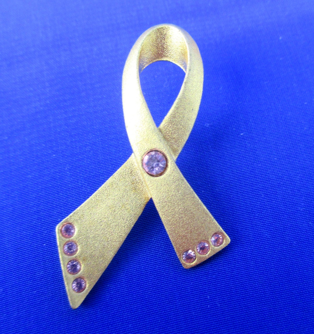 AVON Breast Cancer Awareness Pink Rhinestones Gold Tone Ribbon Lapel ...