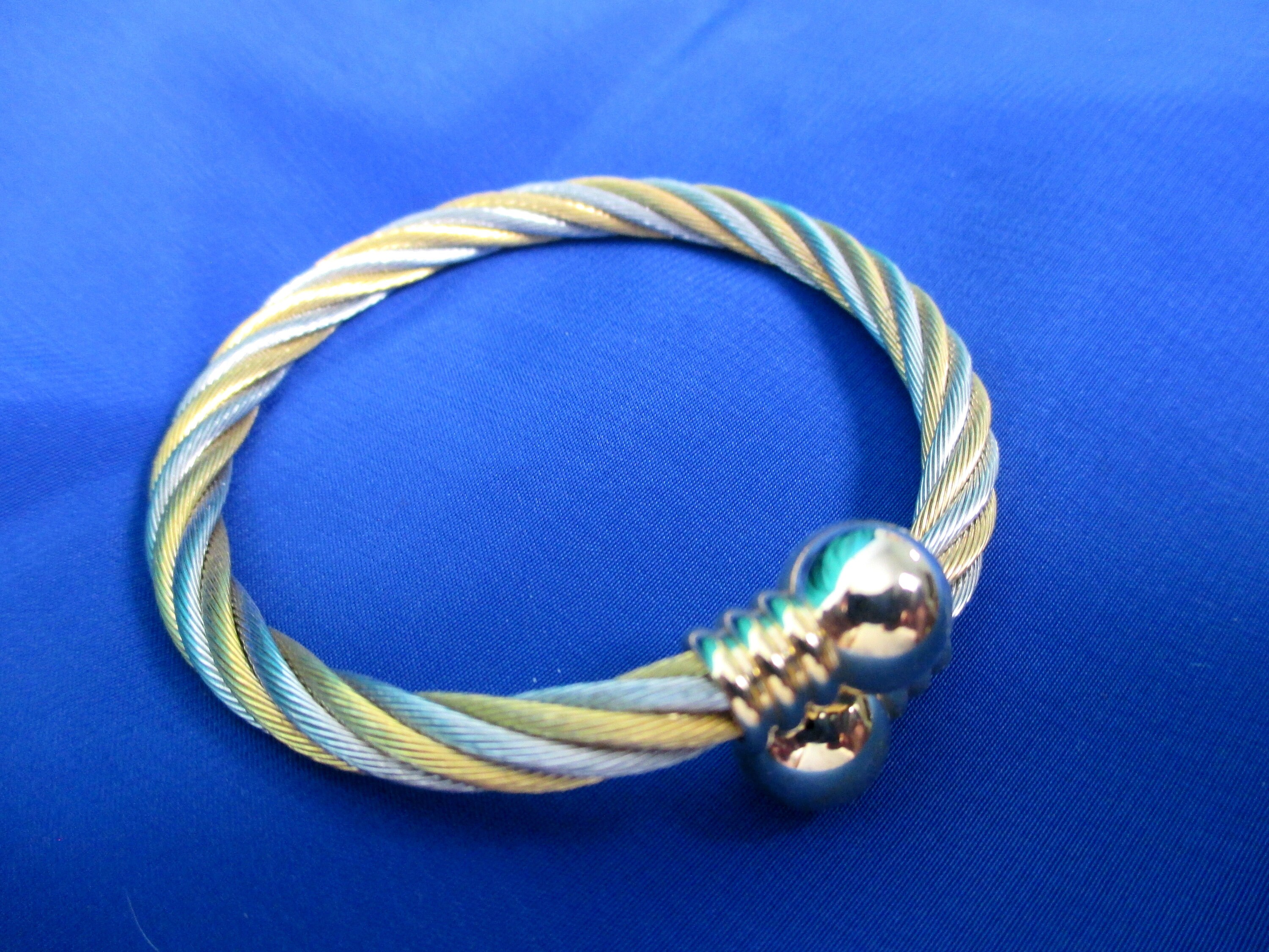 Gleaming By-pass Cuff Twist Gold & Silver Tone Bracelet gold Tone Ends ...