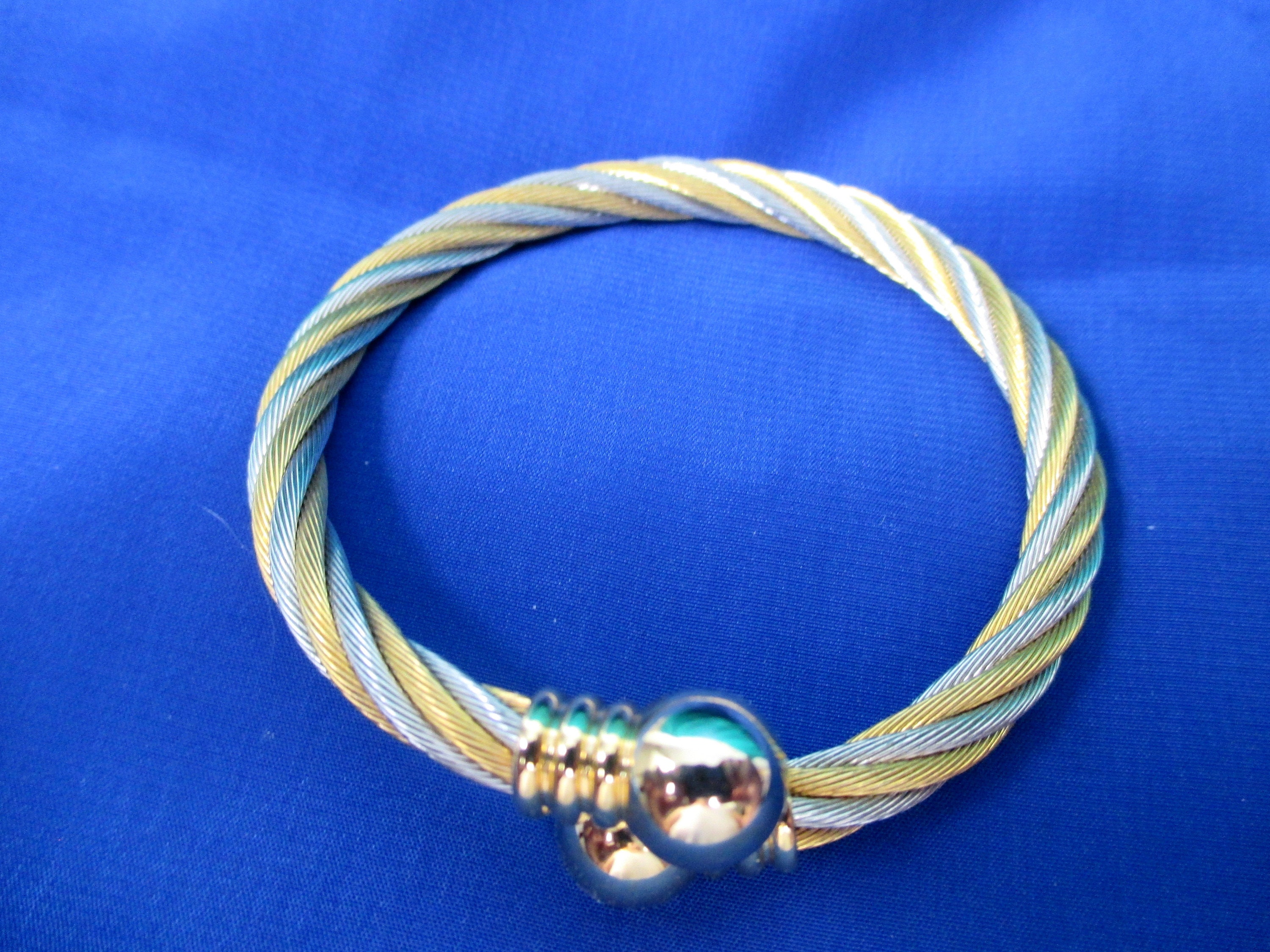 Gleaming By-pass Cuff Twist Gold & Silver Tone Bracelet gold Tone Ends ...