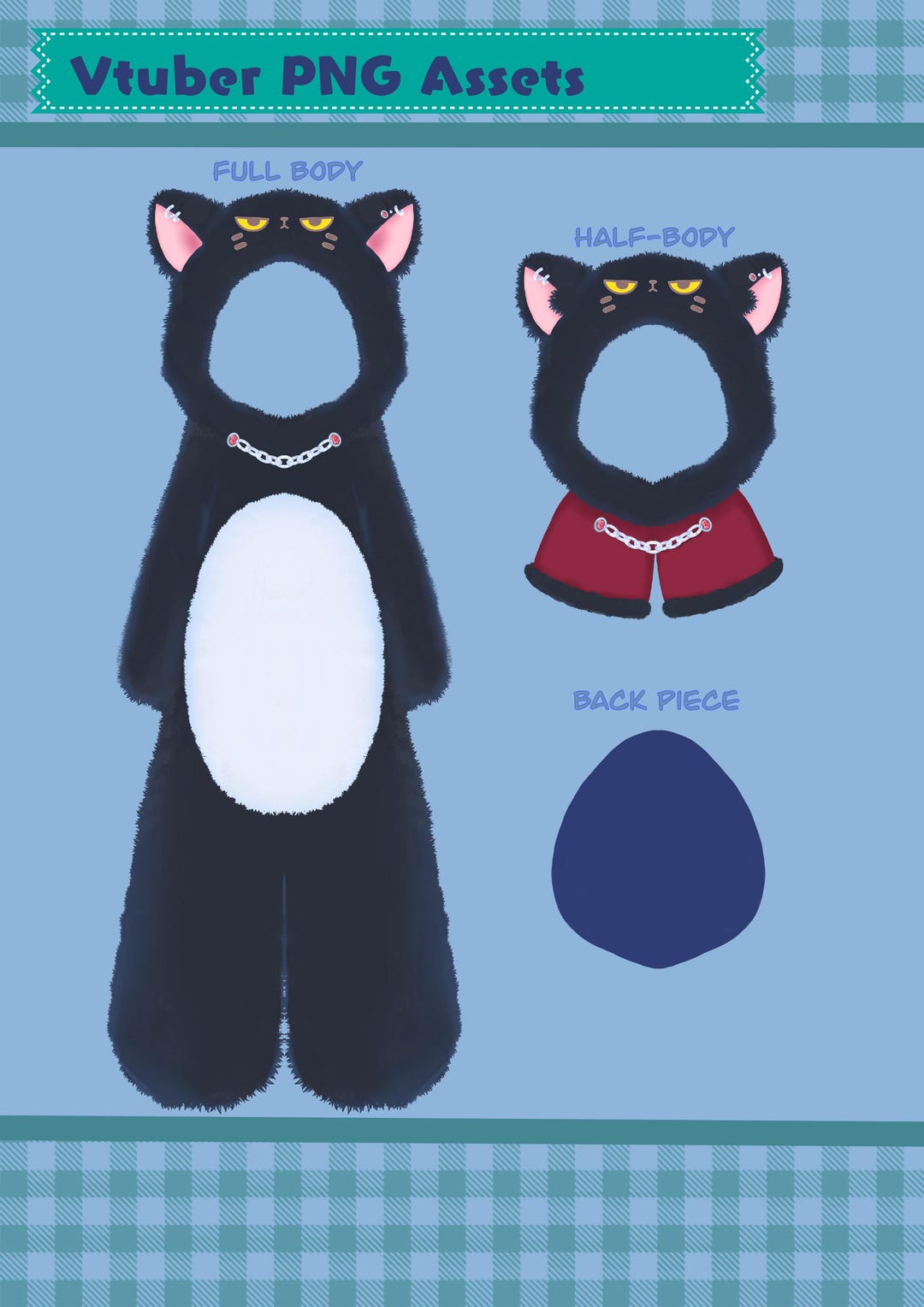 PNG Vtuber Asset Black Cat Cape and Onesies - Etsy