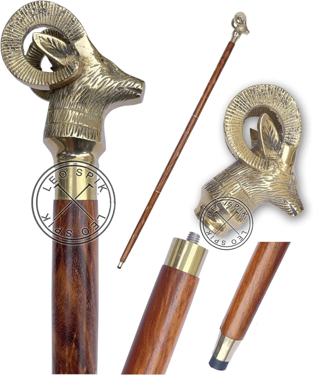 Brass Goat Walking Cane Wooden Walking Stick for Men and Women ...