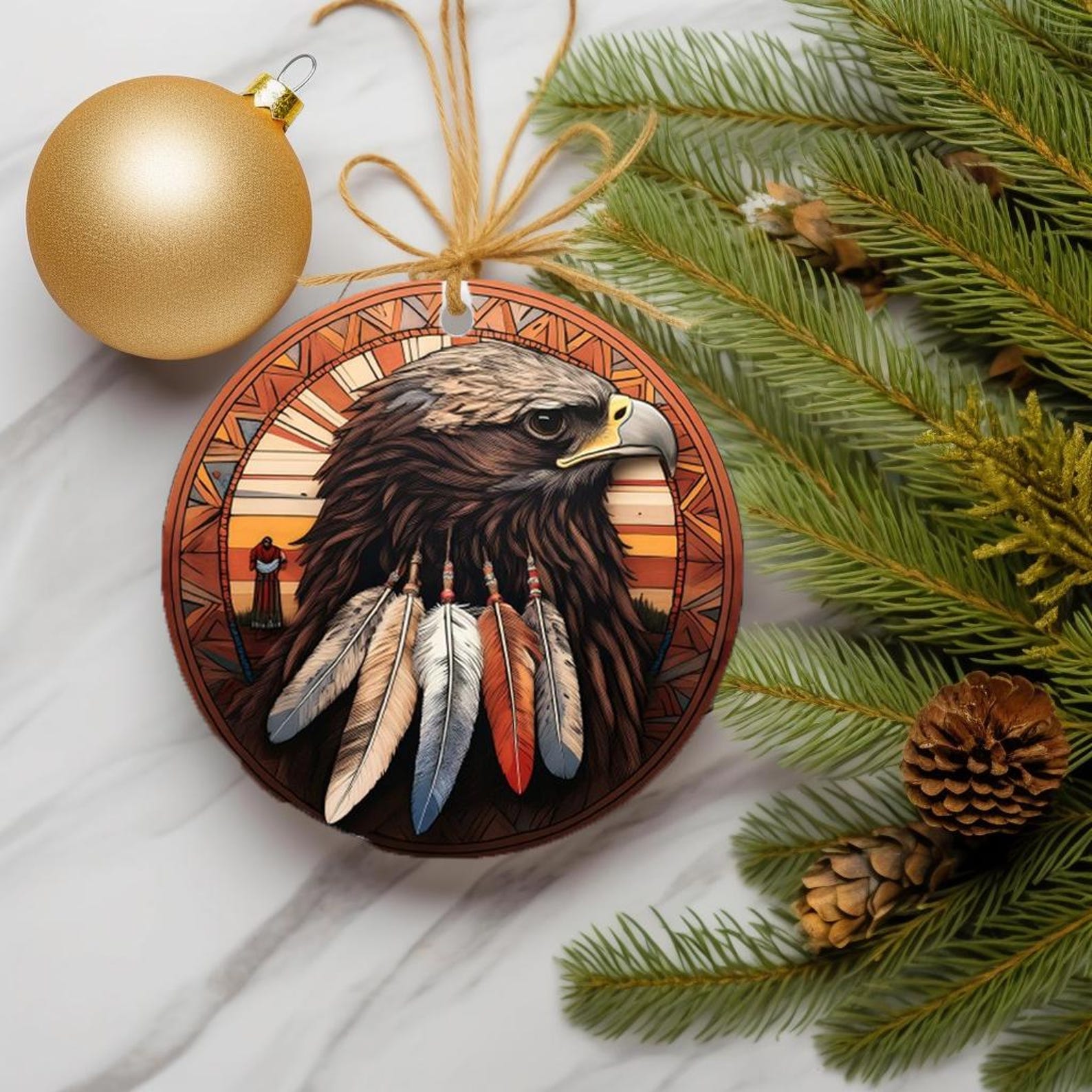 Native American Tribal Ornament, Cultural Christmas Decoration ...