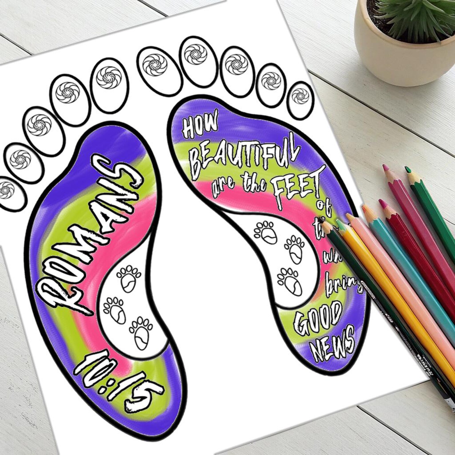 Bible Verse Coloring Page - Romans 10:15 - Printable Digital Download ...