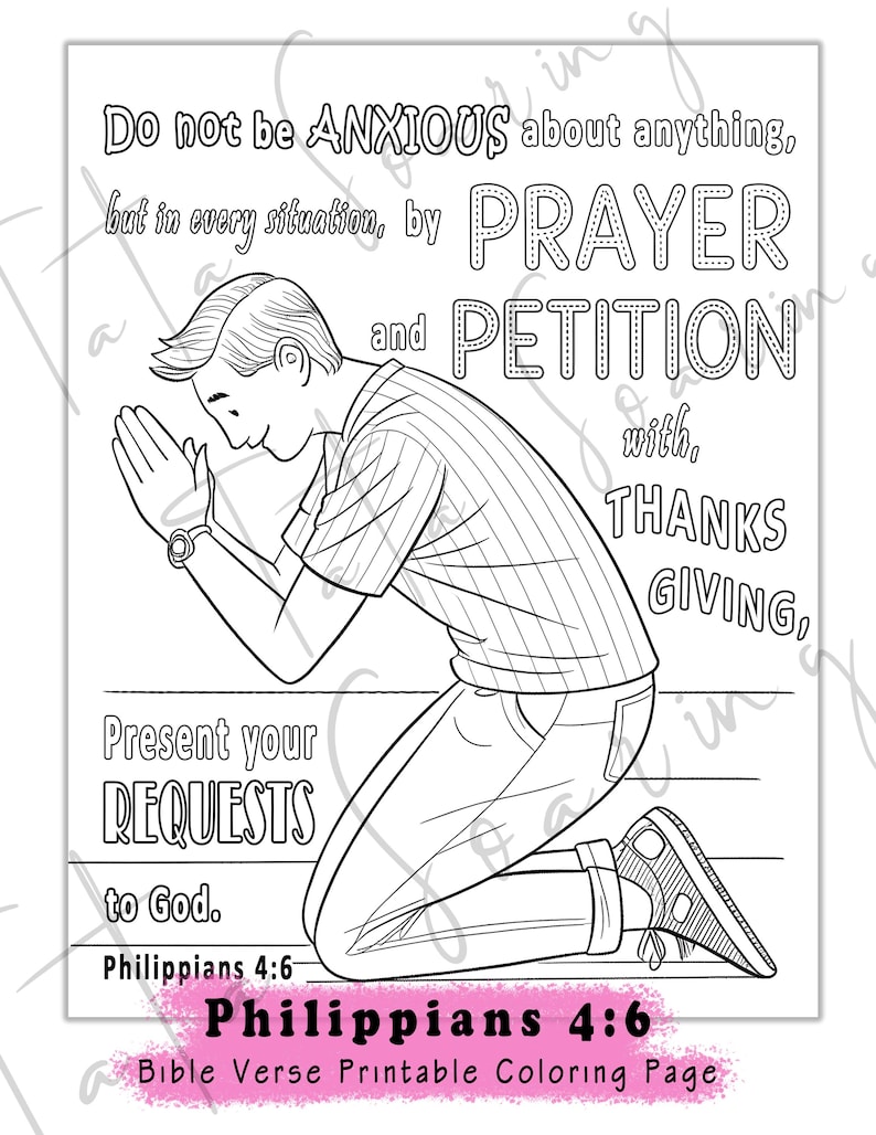 Bible Verse Coloring Page - Philippians 4:6 - Printable Digital ...