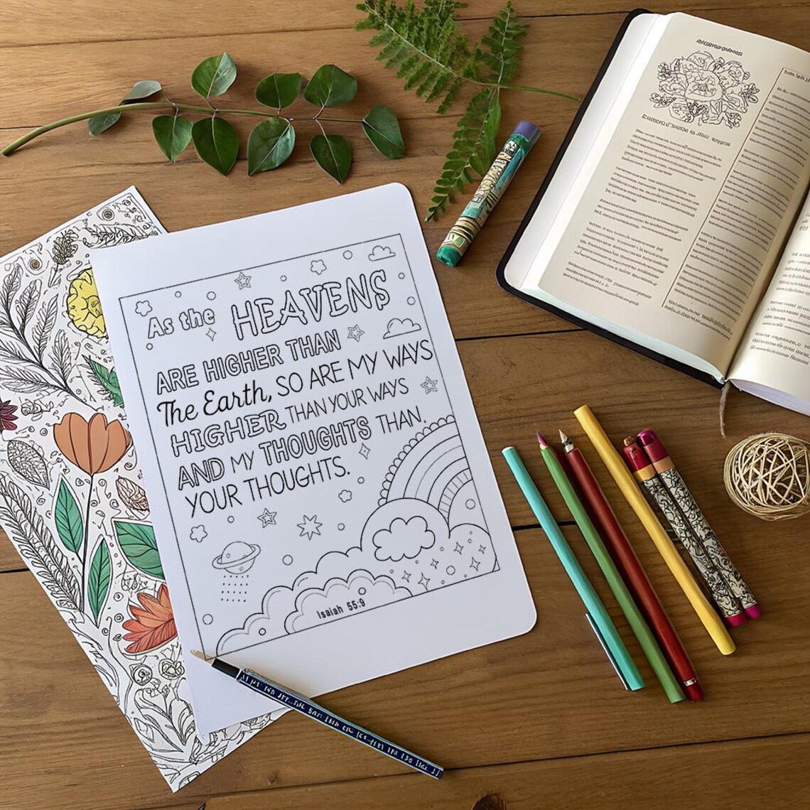 Bible Verse Coloring Page - Isaiah 55:9 - Printable Digital Download ...