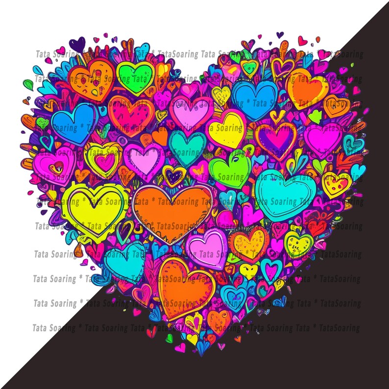 Colorful Heart Clipart Set, Valentine Hearts PNG Clipart Bundle - Etsy