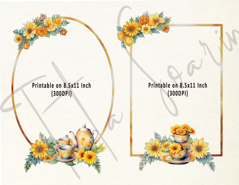 Tea Party Clip Art Bundle Set, Afternoon Tea Pngs, Marigold Flowers ...