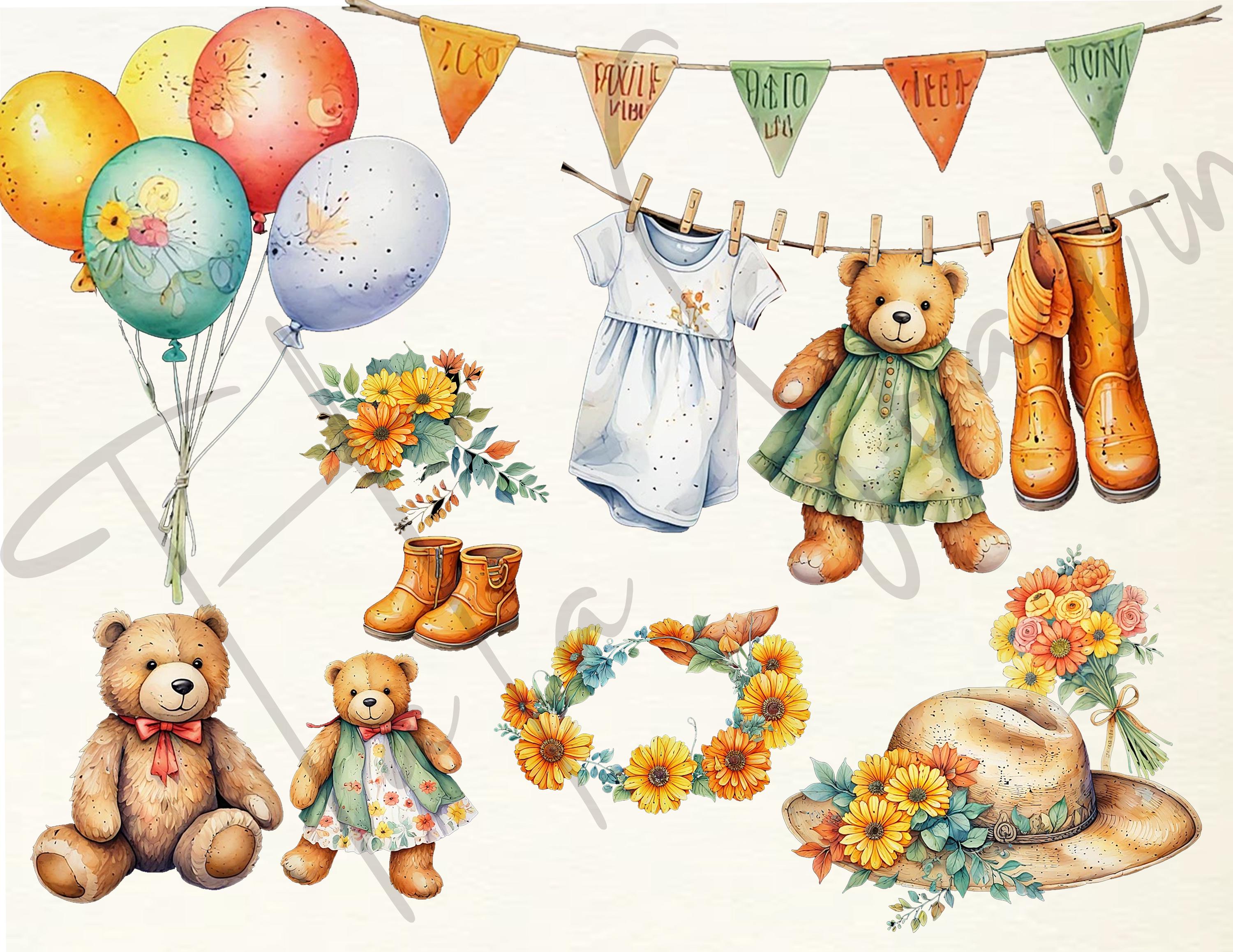 Tea Party Clip Art Bundle Set, Afternoon Tea Pngs, Marigold Flowers ...